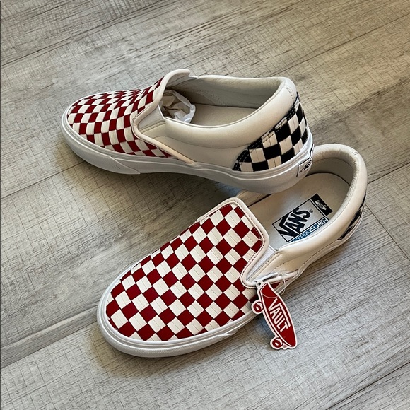 Vans | Shoes | Vans Classic Leather Slipon Vlt Lx Red Blue | Poshmark